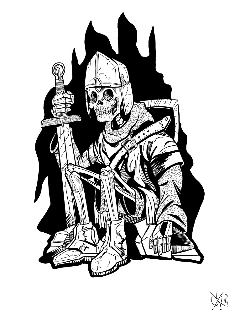"Skeleton Knight Design" Sticker by GriffynStormArt | Redbubble