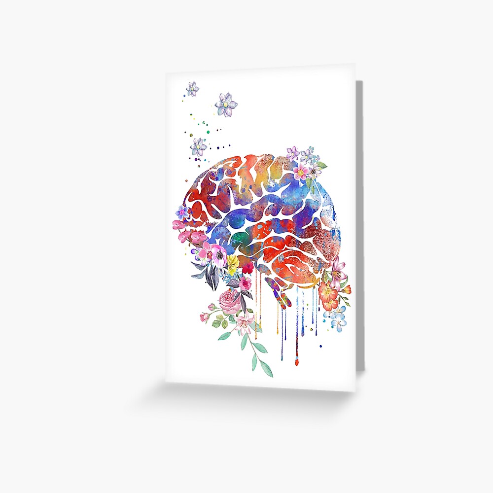 "Brain anatomy, floral brain" Greeting Card by Rosaliartbook | Redbubble