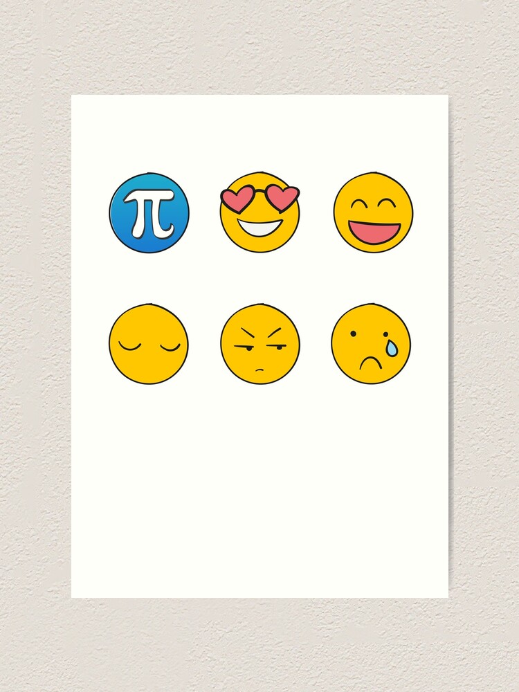 Lámina artística «I Love, I Like Math Funny Emoji Emoticon Iconos de ...