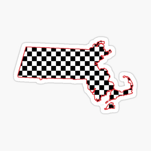 "Checkered Massachusetts - Red" Sticker for Sale by feliciasdesigns ...
