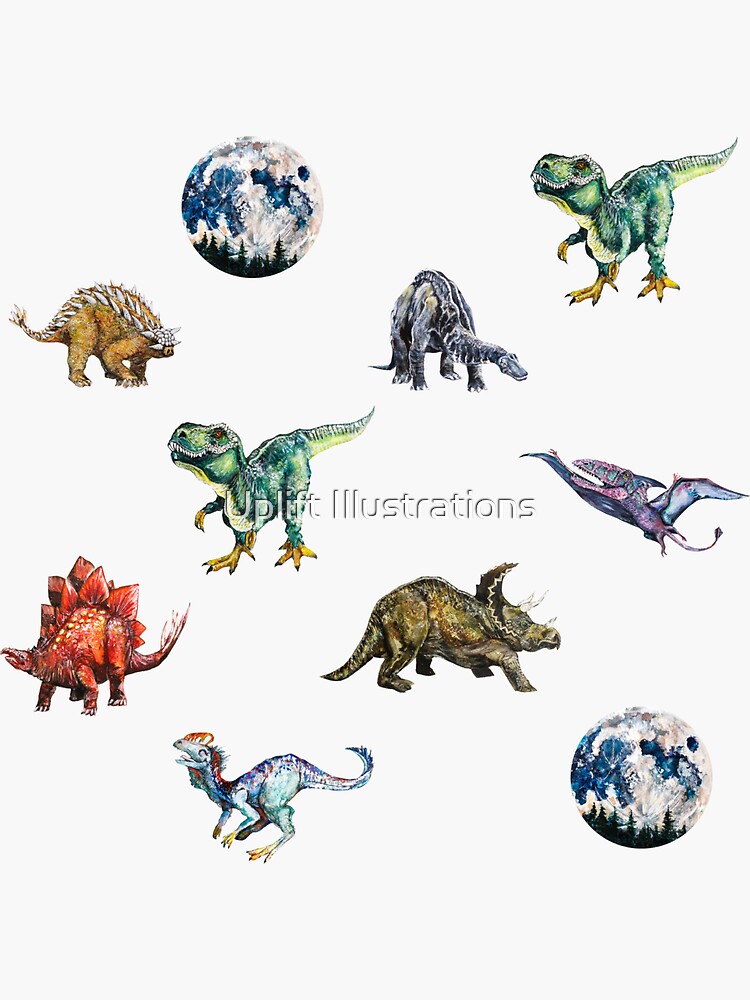 "Florasaurus Watercolor Illustrations" Sticker for Sale by Nahinds ...