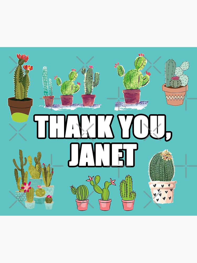 "thank you, janet" Sticker by aluap106 | Redbubble