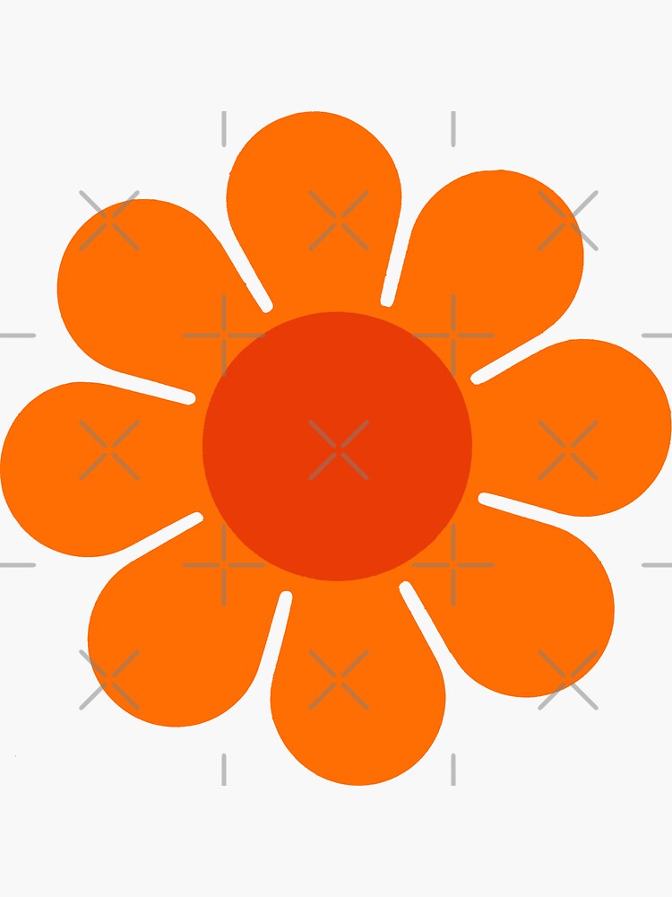 "Orange on Orange Hippie Flower Daisy" Sticker for Sale by hilda74 ...