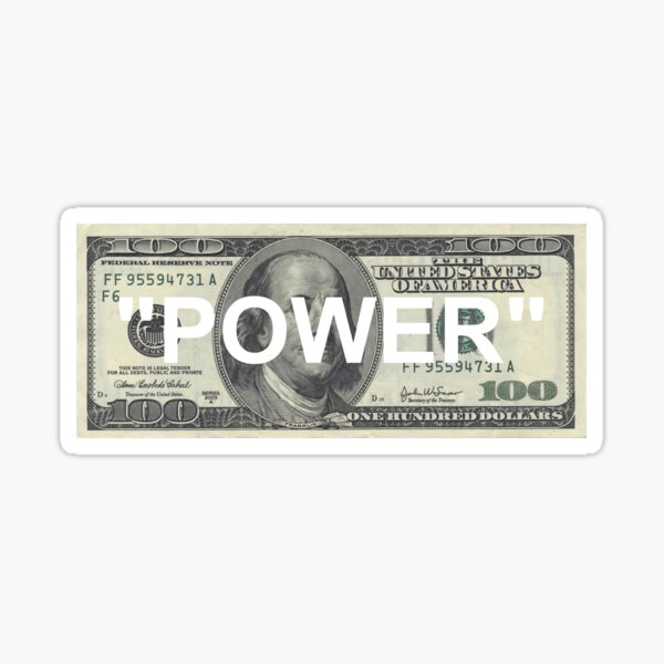 ""POWER" DOLLAR WHITE" Sticker for Sale by FrenchFactory | Redbubble