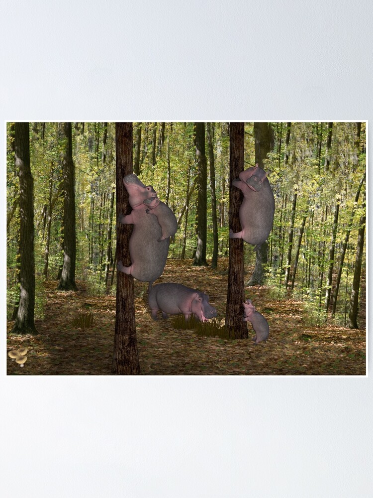 "Can Hippos Climb Trees?" Poster for Sale by Mythos57 | Redbubble