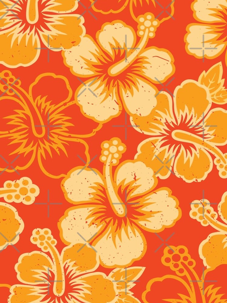 "Vintage Hawaiian Orange Hibiscus Flower Pattern" iPhone Case for Sale ...