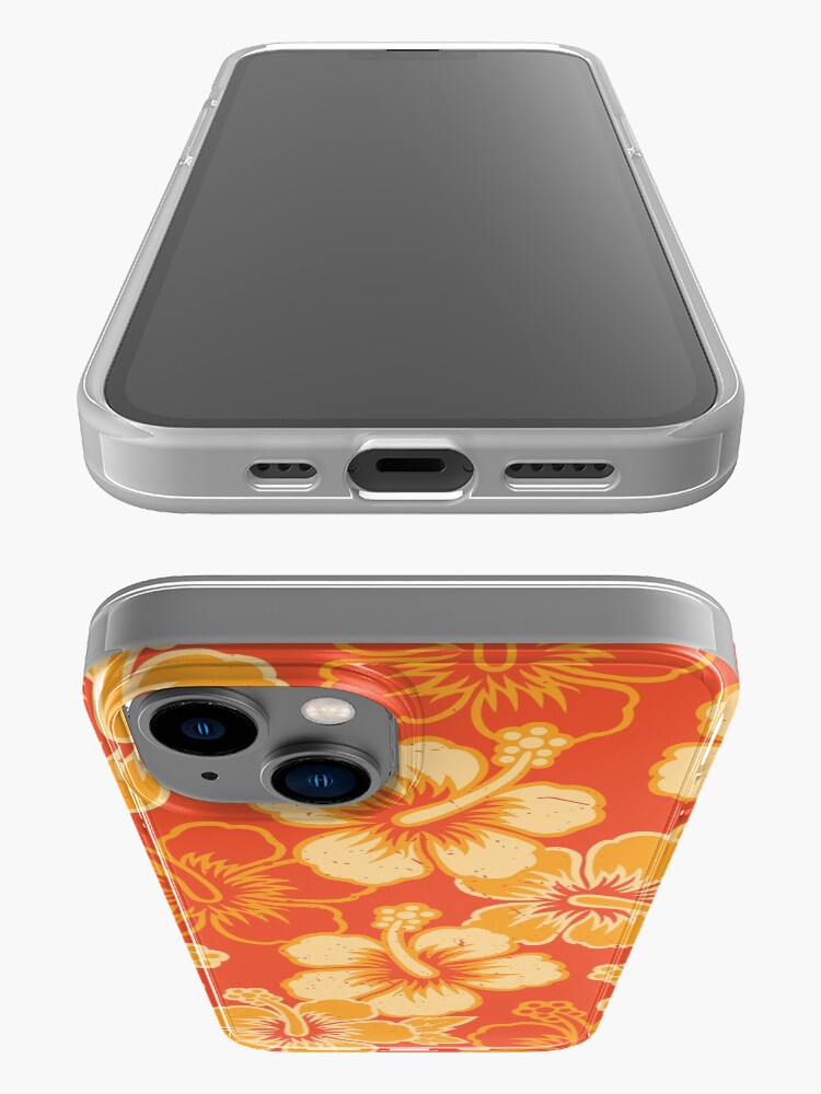 "Vintage Hawaiian Orange Hibiscus Flower Pattern" iPhone Case for Sale ...