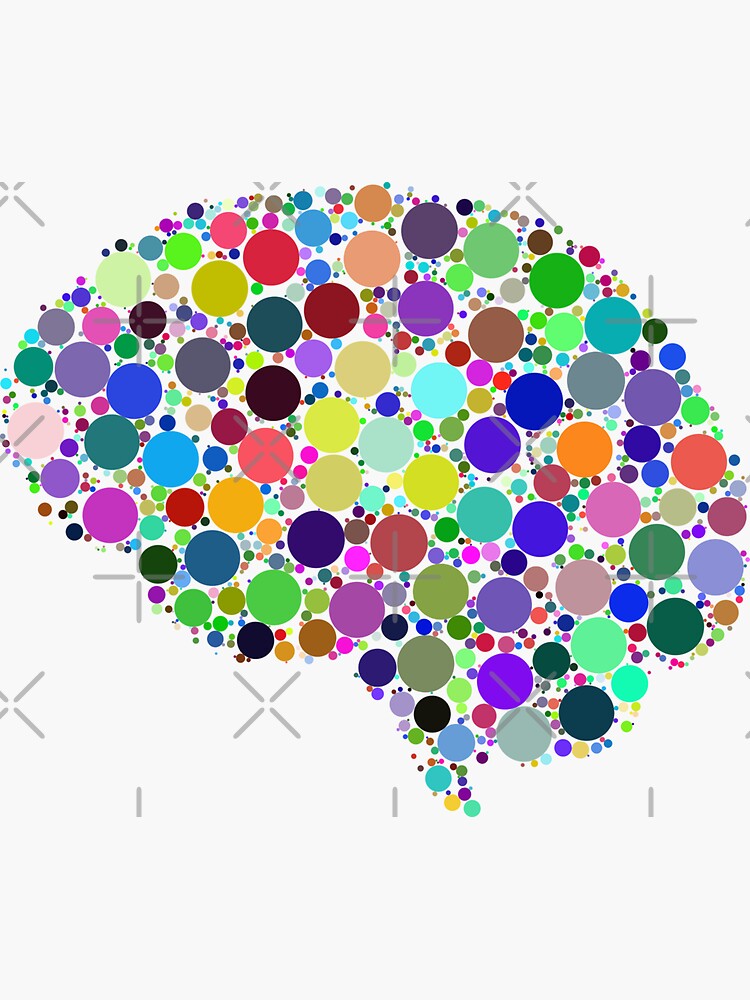 "Brain Dots (white)" Sticker by ColorfulCortex | Redbubble
