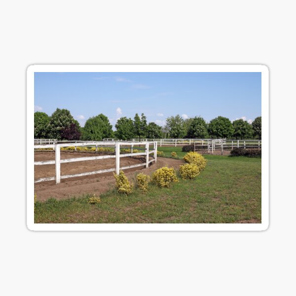"ranch with white corral for horses" Sticker by goceris | Redbubble