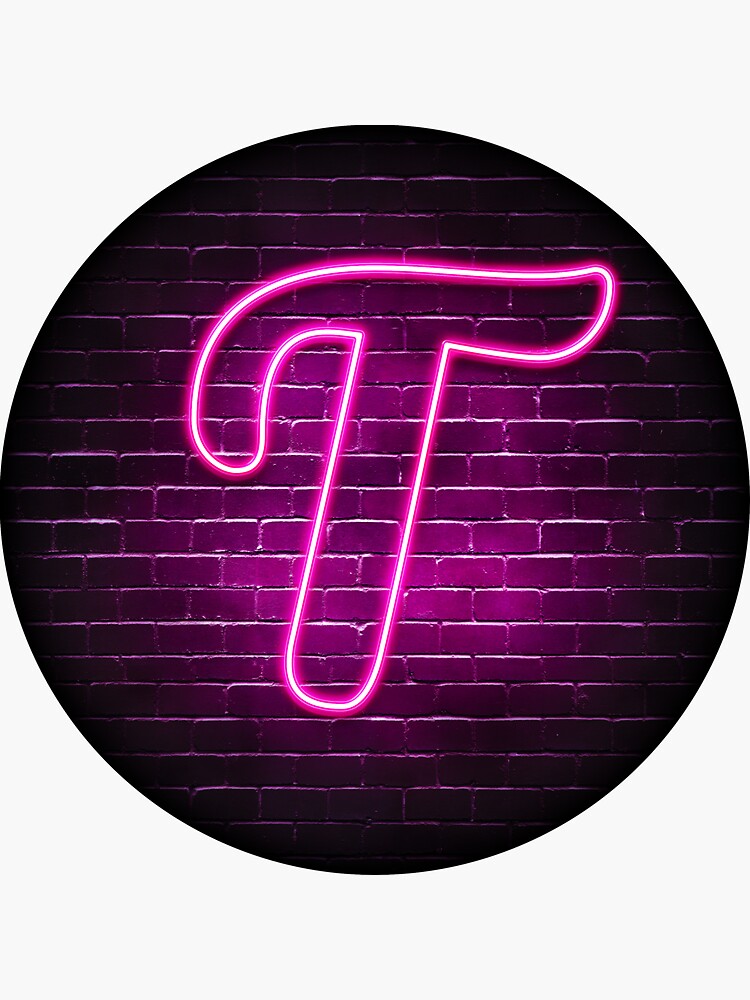 "Neon Sign Letter T Pink Script Initial Monogram Girls" Sticker by ...