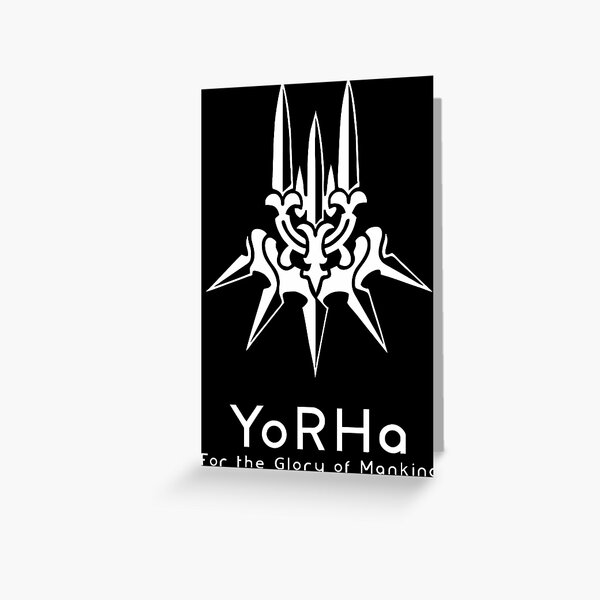 "Yorha logo white" Greeting Card for Sale by mayalunar | Redbubble