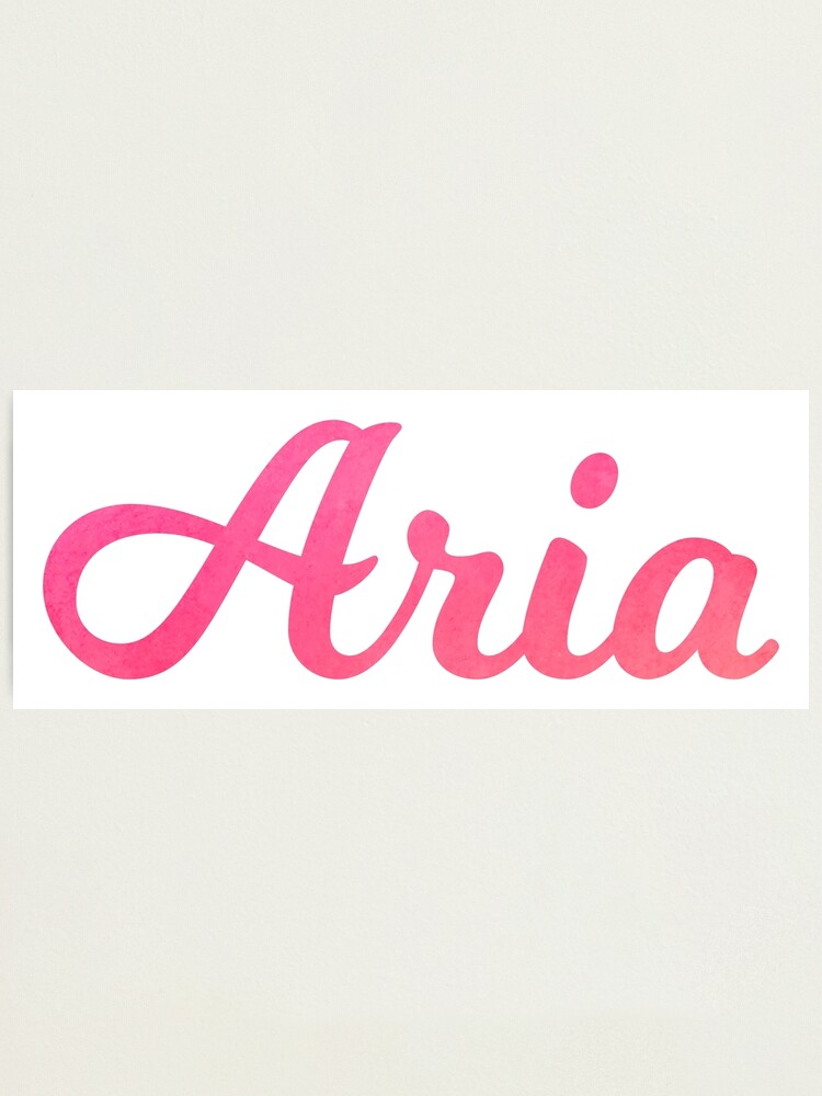 "Aria girls name pink watercolor type design" Photographic Print for ...
