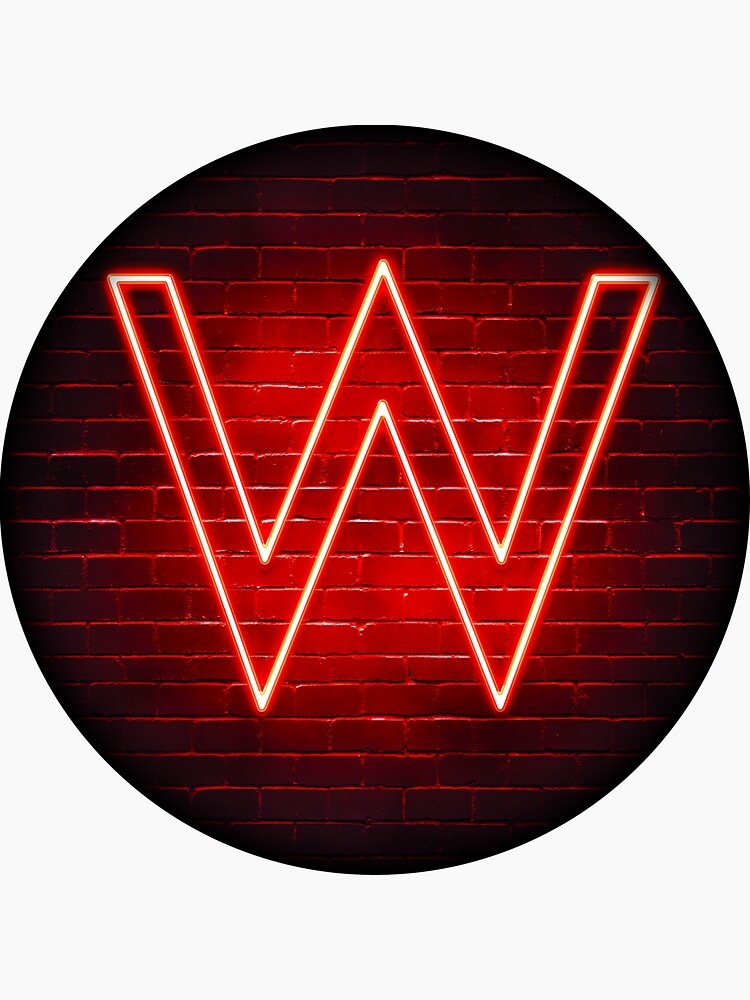 "Neon Sign Letter W Red Funny Initial Monogram" Sticker by ...