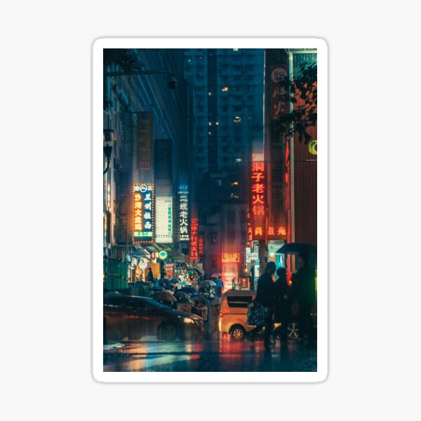 "Neon Rain" Sticker for Sale by PictureEyes | Redbubble