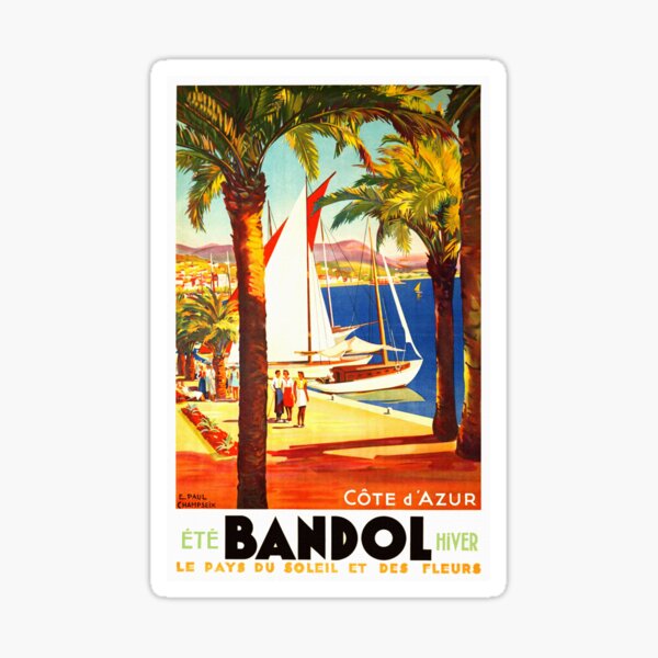 "Vintage Bandol France Travel Poster" Sticker for Sale by JustEclectic ...