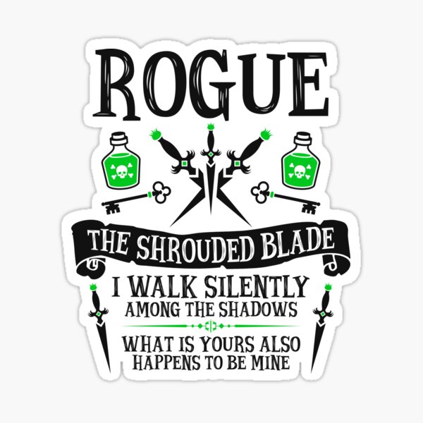 "ROGUE, THE SHROUDED BLADE - Dungeons & Dragons (Black Text)" Sticker ...