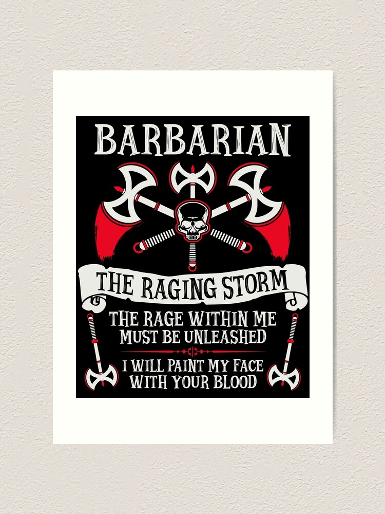 "BARBARIAN, THE RAGING STORM - Dungeons & Dragons (White)" Art Print by ...