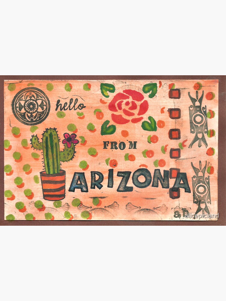 "Hello from Arizona Cactus Rose Souvenir Sticker" Sticker by ...