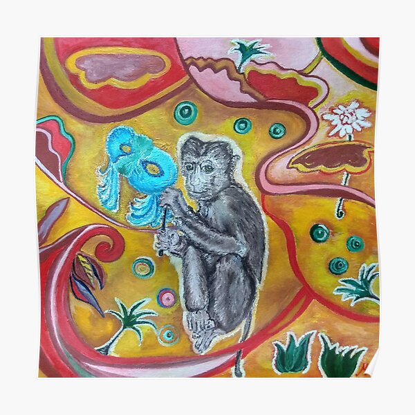 "Masquerade.Monkey. Oil painting." Poster for Sale by MariaSibireva ...