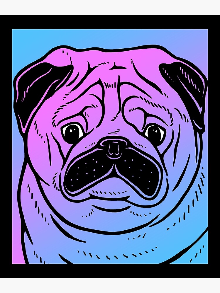 "Vaporwave Pug Aesthetic Pastel Goth Dog" Poster by dinosareforever ...