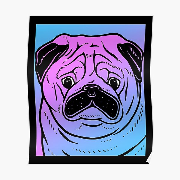 "Vaporwave Pug Aesthetic Pastel Goth Dog" Poster by dinosareforever ...