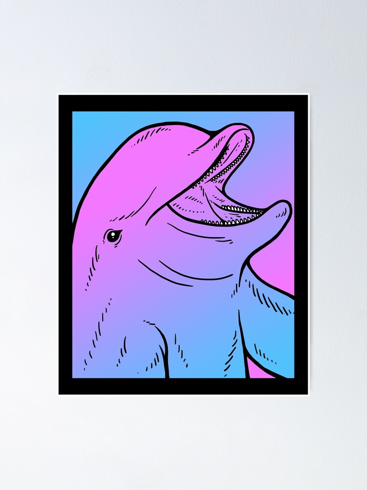 "Vaporwave Dolphin Aesthetic Pastel Goth Sealife" Poster by ...