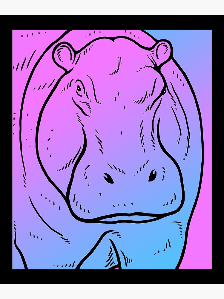 "Vaporwave Hippo Aesthetic Pastel Goth Hippopotamus" Poster by ...