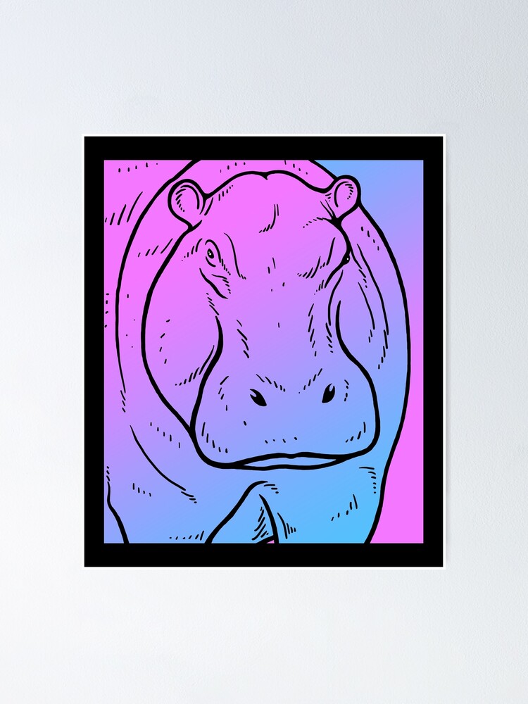 "Vaporwave Hippo Aesthetic Pastel Goth Hippopotamus" Poster by ...