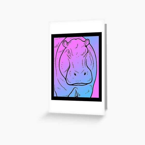 "Vaporwave Hippo Aesthetic Pastel Goth Hippopotamus" Greeting Card for ...