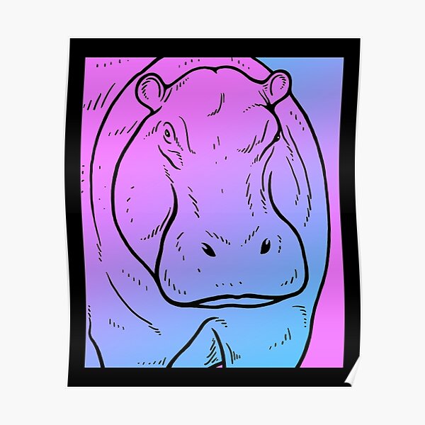 "Vaporwave Hippo Aesthetic Pastel Goth Hippopotamus" Poster by ...