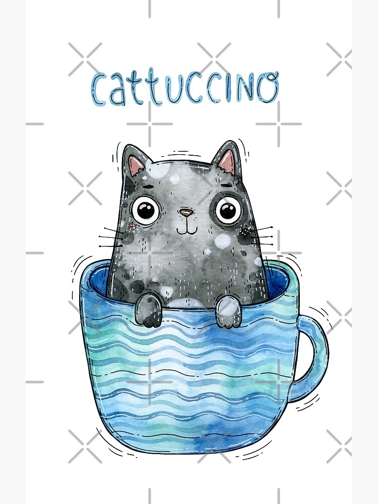 "Cattuccino - cappuccino cat - watercolor illustration " Photographic ...