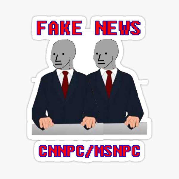 "NPC Fake News Trump era non playable character meme t-shirt " Sticker ...