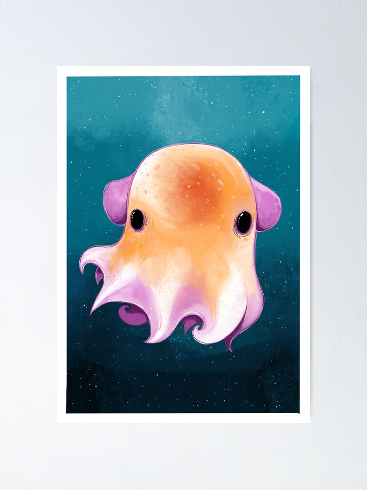 "Cute Dumbo Octopus In Space" Poster for Sale by Roo Nutkins | Redbubble
