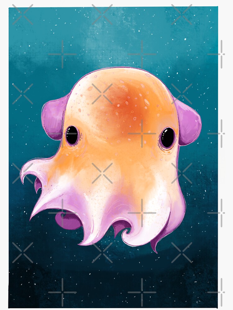"Cute Dumbo Octopus In Space" Sticker by RachelNutkins | Redbubble