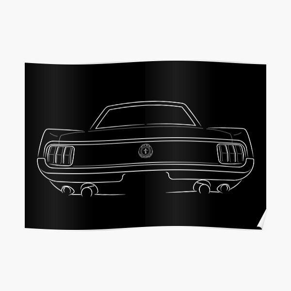 "1965 Ford Mustang - rear stencil, white" Poster by mal-photography ...