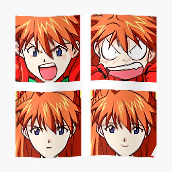 Póster «Pack de stickers Asuka Langley Pixel Art ^.^» de lev-i | Redbubble
