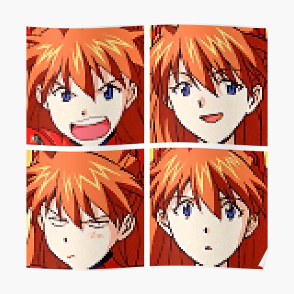 Póster «Pack de stickers Asuka Langley Pixel Art ^.^» de lev-i | Redbubble