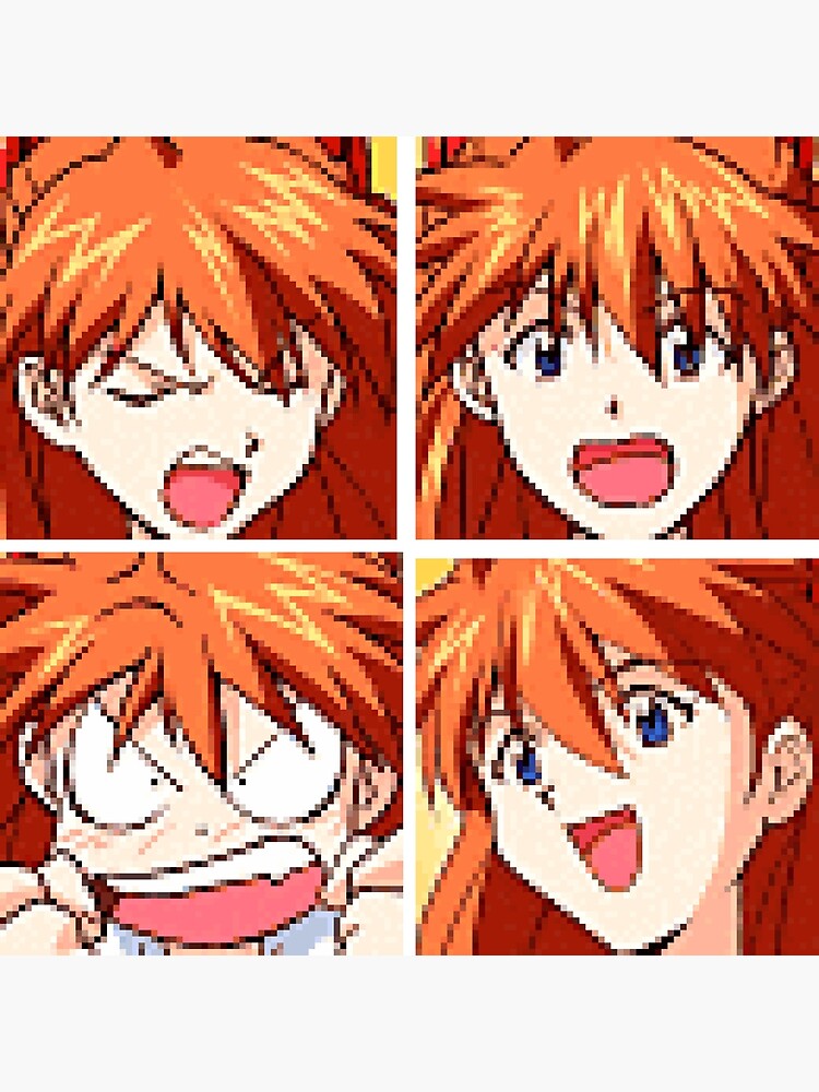 "Asuka Langley Sticker Pack - Pixel Art ^.^" Poster by lev-i | Redbubble