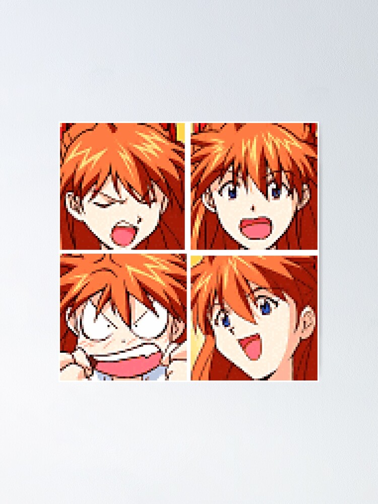 "Asuka Langley Sticker Pack - Pixel Art ^.^" Poster by lev-i | Redbubble