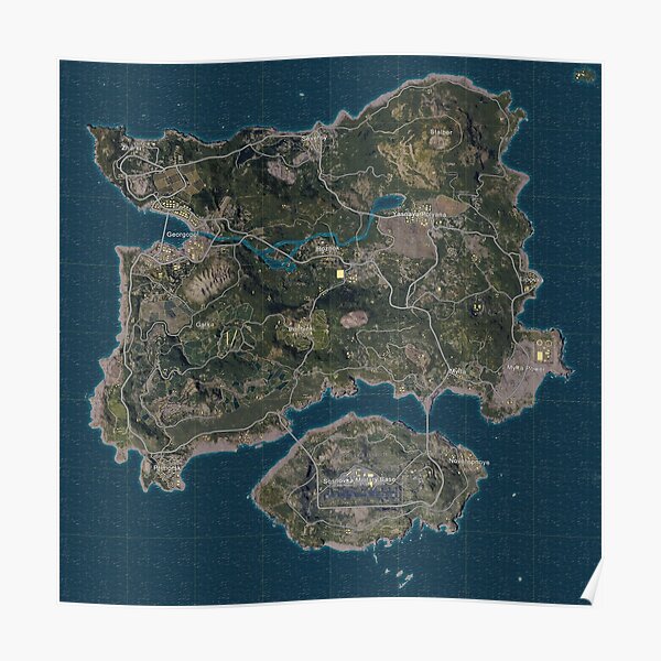 "PUBG | Erangel Map | PlayerUnknown's Battlegrounds" Poster for Sale by ...