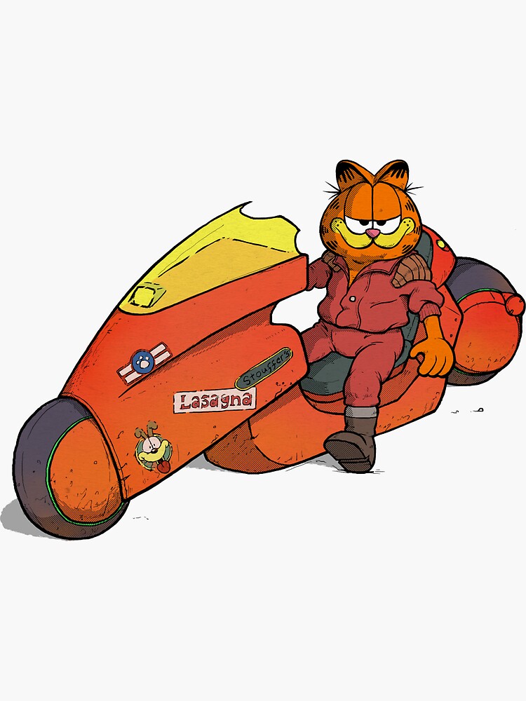 "Akira Garfield" Sticker for Sale by NickTaco | Redbubble