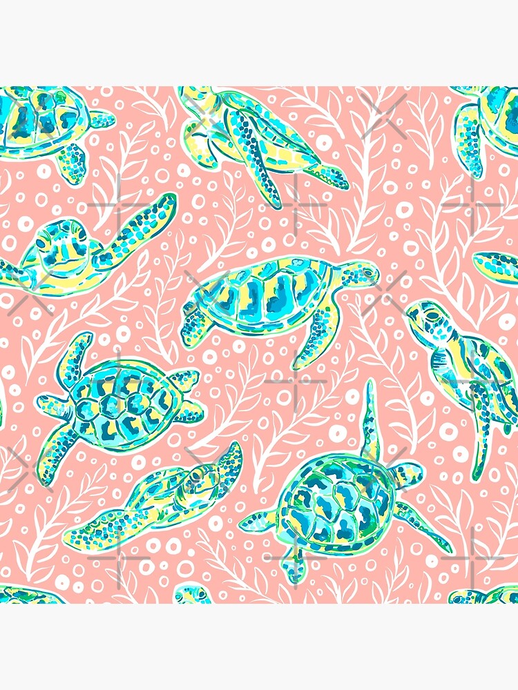 "Preppy Peach und Blue Turtle Muster" Poster von ThePreppyArtist ...