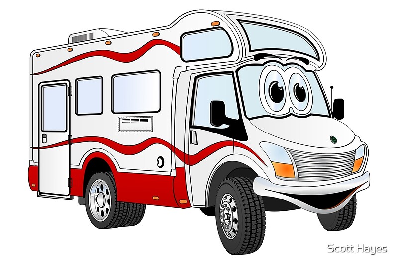 "Red Cartoon Camper" by Scott Hayes | Redbubble