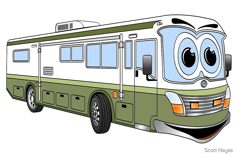 "Pine Green Cartoon Camper Bus" by Scott Hayes | Redbubble