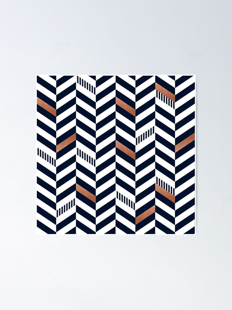 "Navy blue and copper chevron" Poster for Sale by hellcom | Redbubble