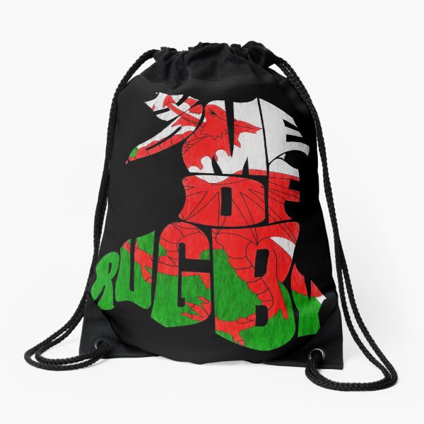 "Wales Home of Rugby Text Art" Drawstring Bag for Sale by gamefacegear ...