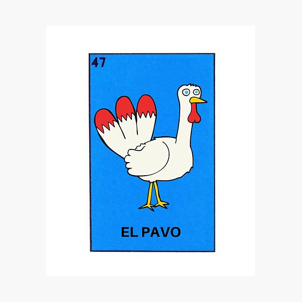 Lámina fotográfica «Tarjeta de Bingo Loteria Mexicana El Pavo Tema de ...