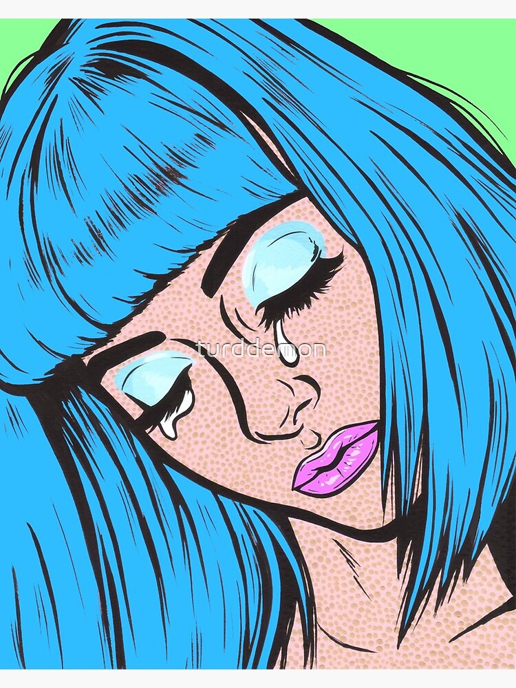 Blue Bangs Crying Comic Girl Art Print For Sale By Turddemon Redbubble