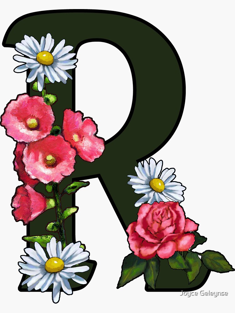 Pegatina «Letra R, Inicial, Primera Letra del Nombre, Decorada con ...