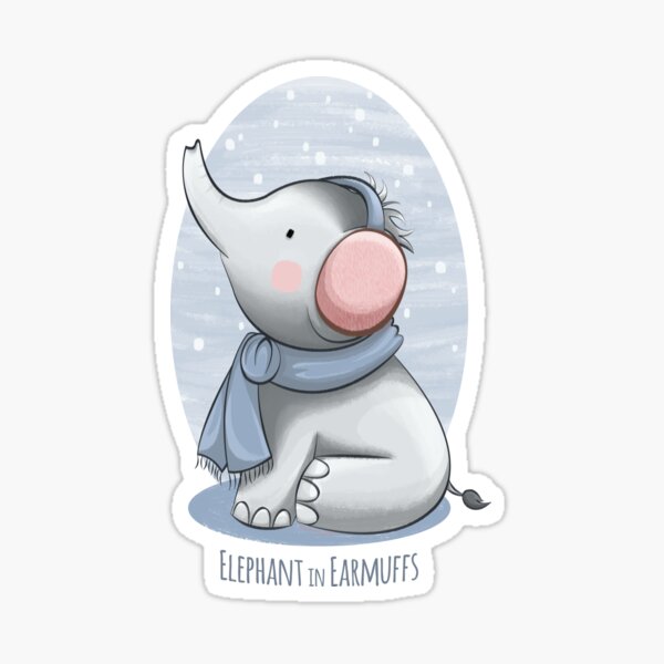 "Elephant in Earmuffs" Sticker for Sale by AnMGoug | Redbubble